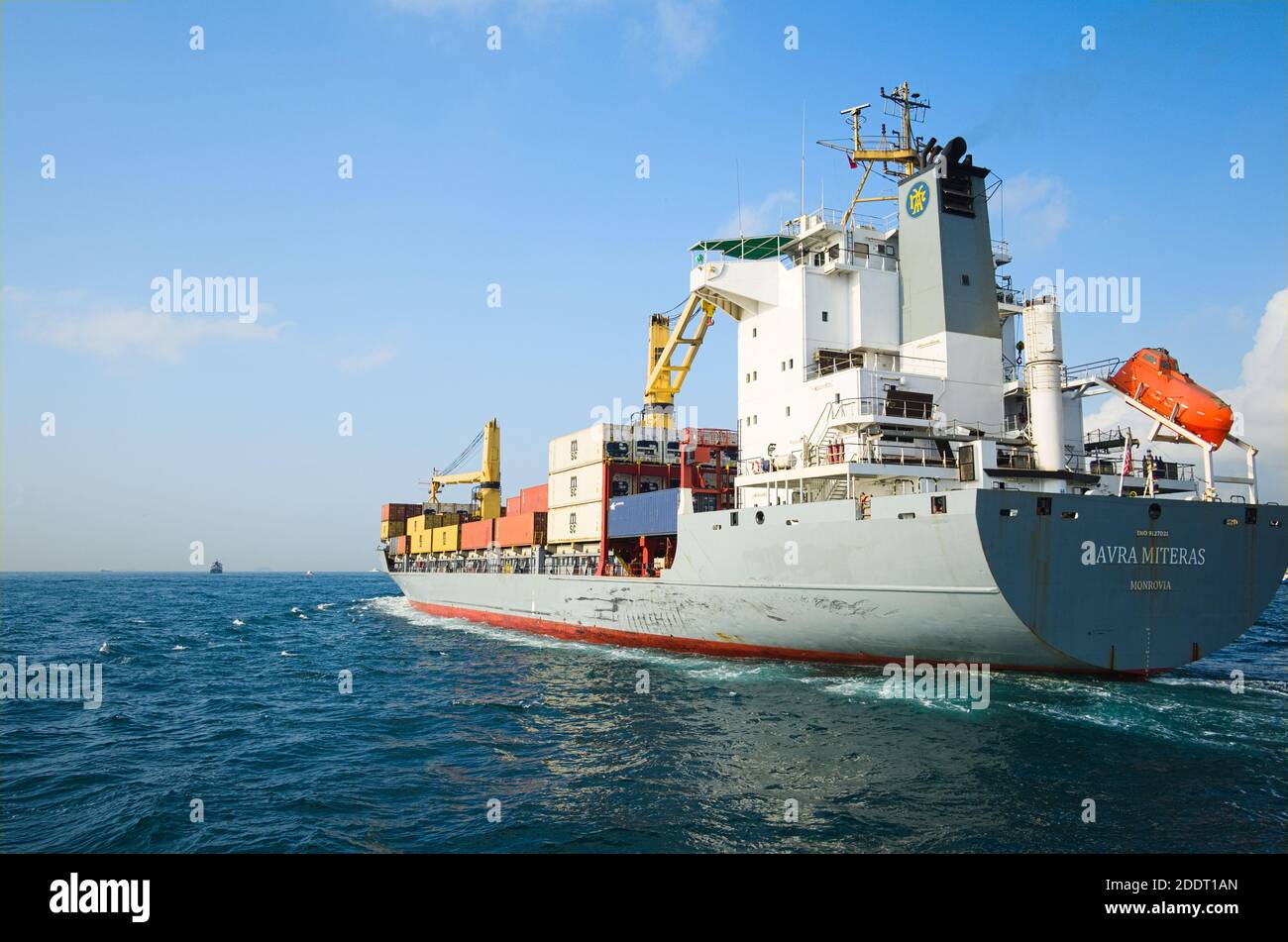 Istanbul, Turkey - September, 2018: Container cargo ship for import ...