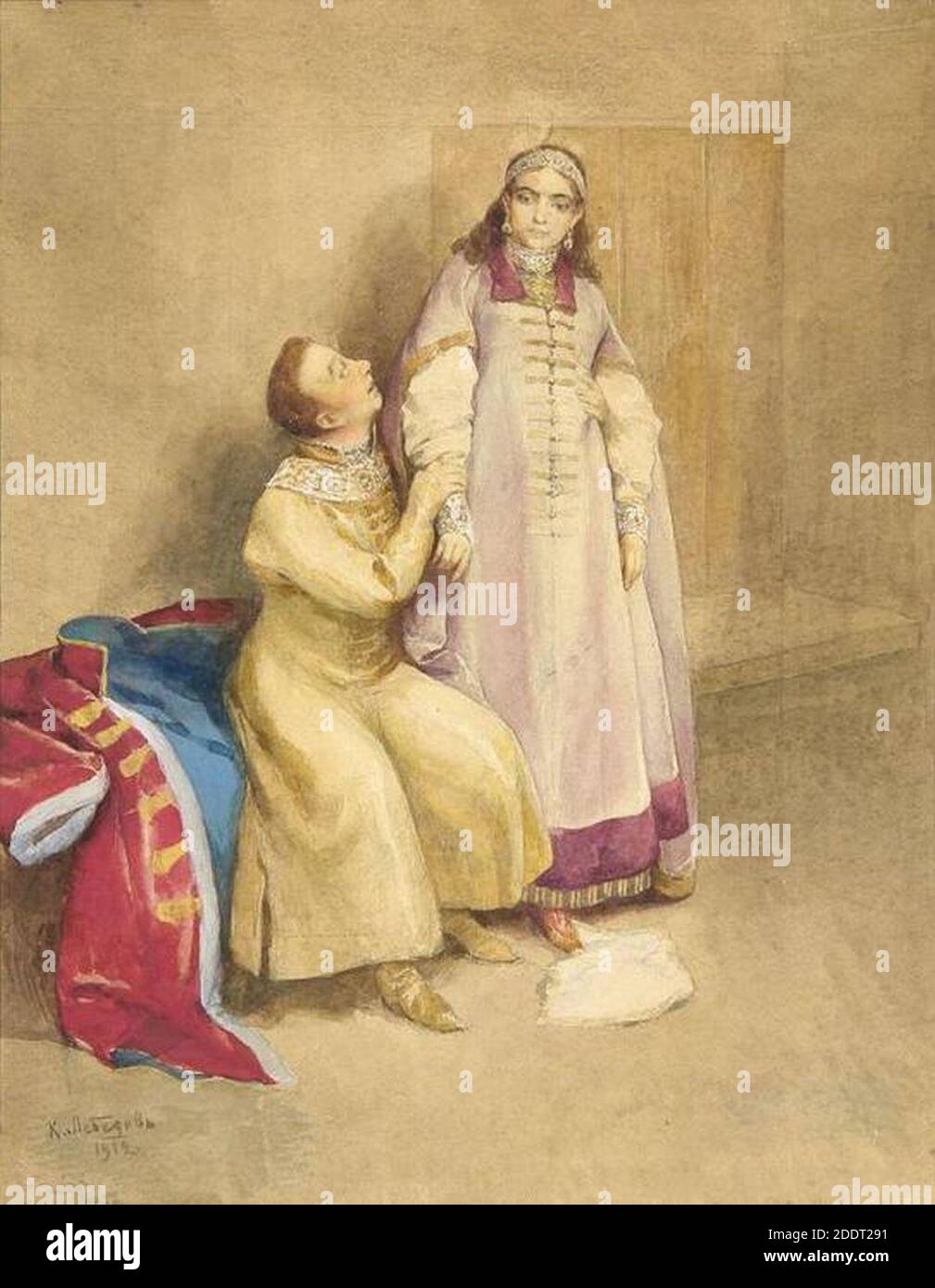 Klavdiy Lebedev. Xenia and False-Dmitry Stock Photo - Alamy