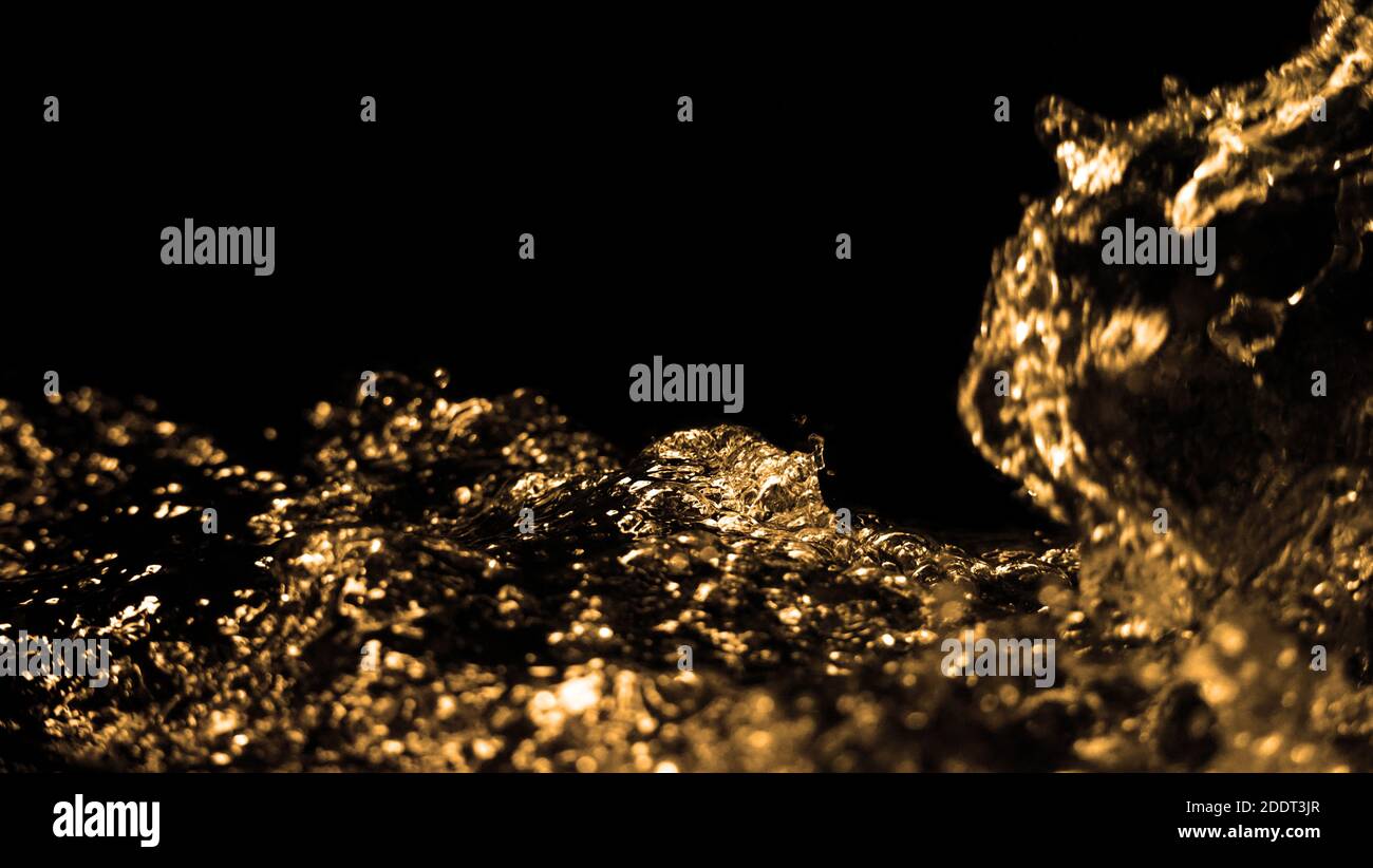 Hi speed close up images of oil liquid from diesel gasoline splashing ...