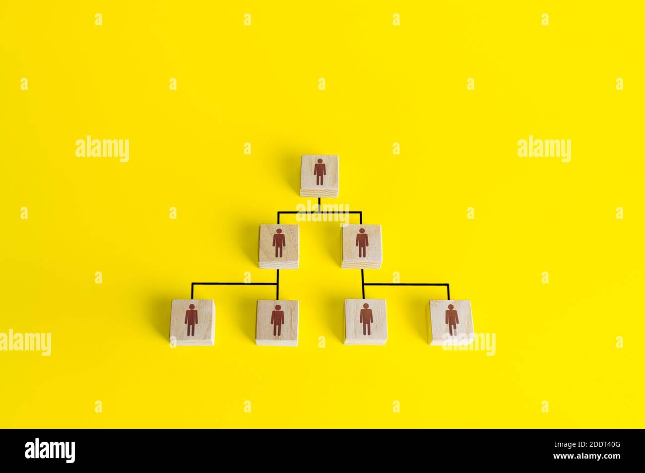 Idealized company hierarchical pyramid organizational chart of blocks ...