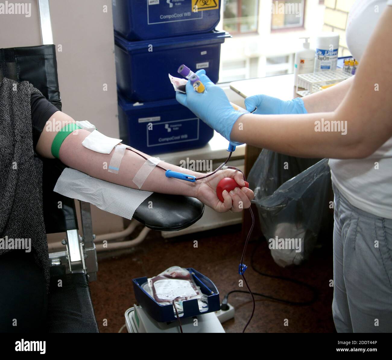 Man making blood donation at hospital, closeup, Lithuania Stock Photo ...