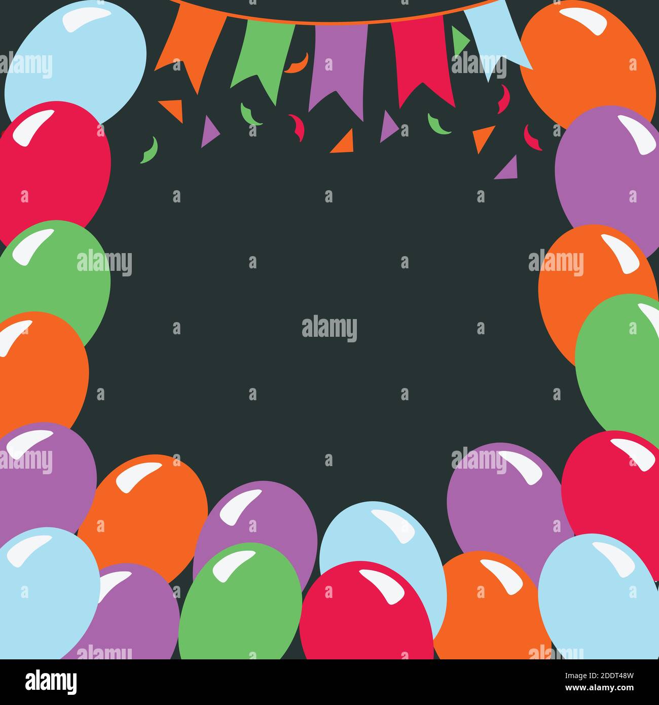 dark background birthday party frame in square vector Stock Vector ...