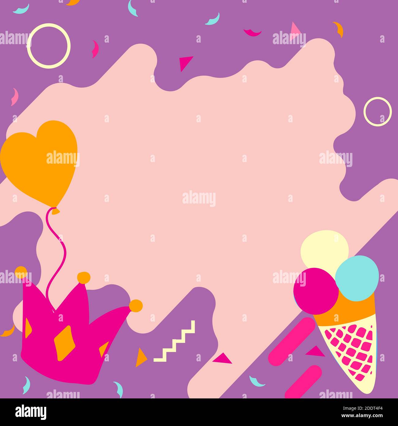 Birthday and party card in square vector illustration Stock Vector ...