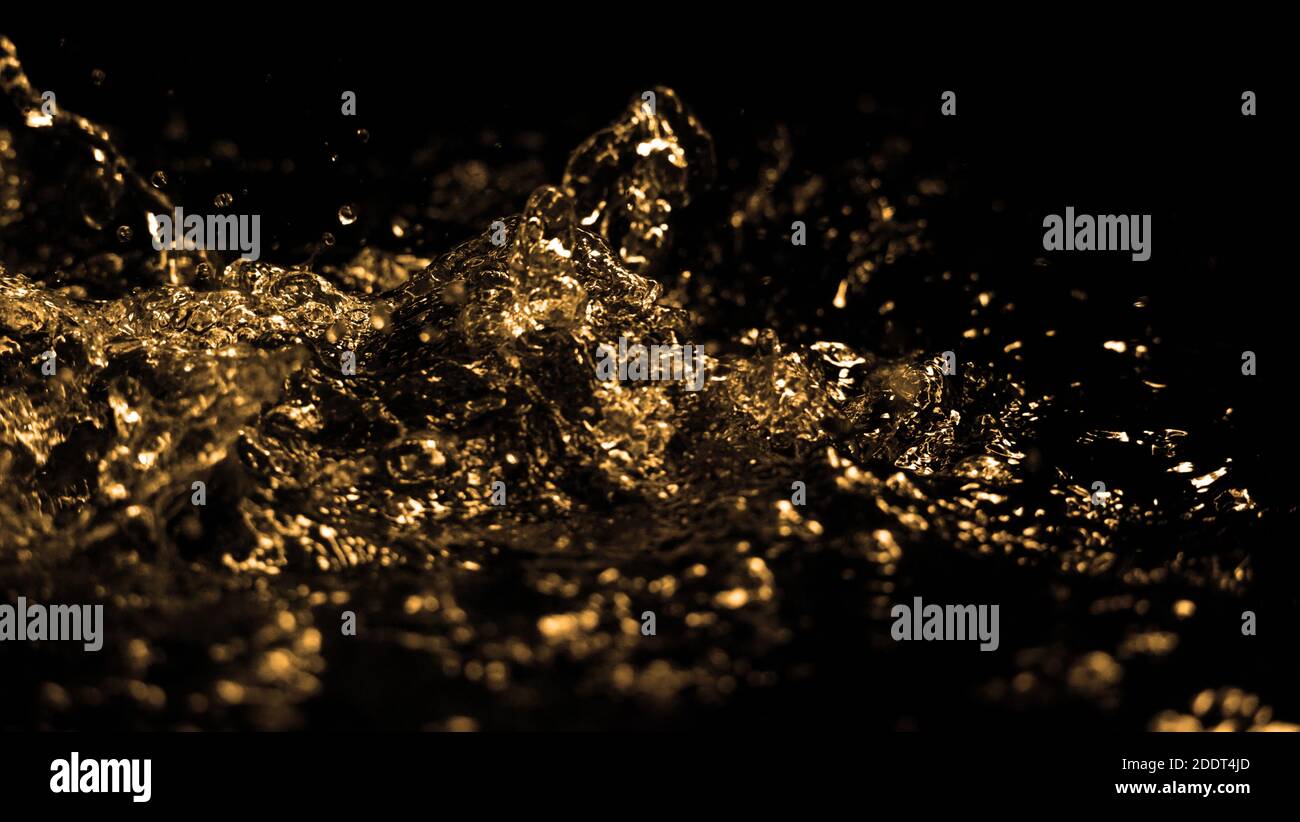 Hi speed close up images of oil liquid from diesel gasoline splashing ...