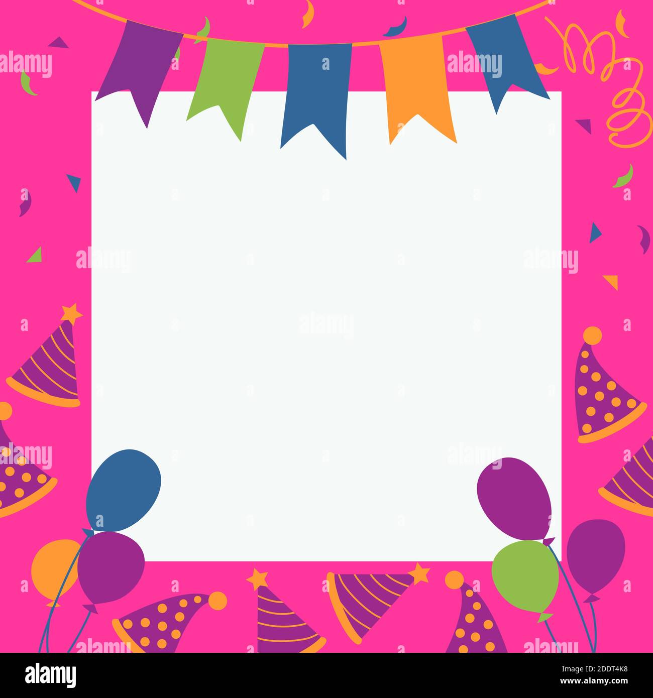 Birthday and party card in square vector illustration Stock Vector ...