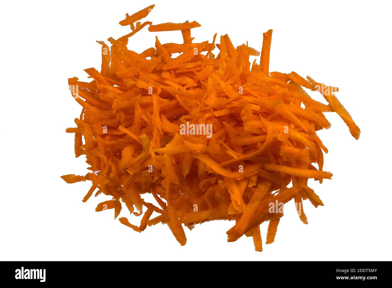 Red carrots, cut into small slices. Isolated on white background Stock ...