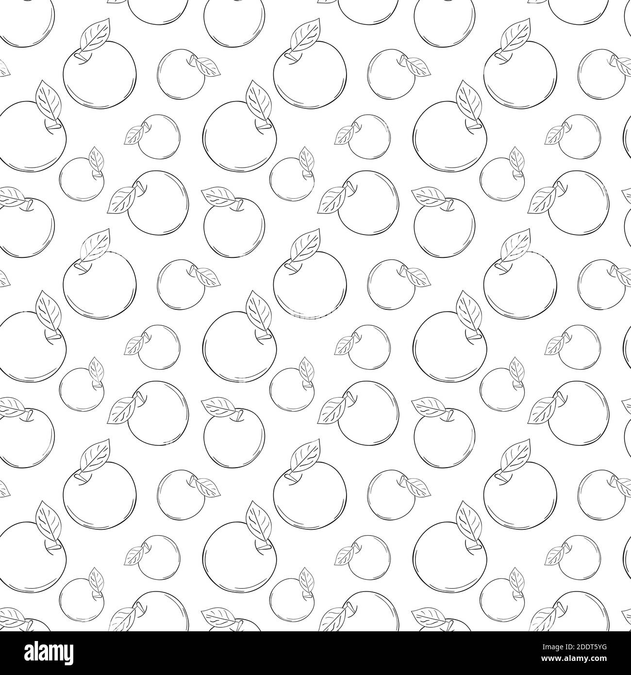 Vector line apple seamless pattern. Monochrome background fruits for ...