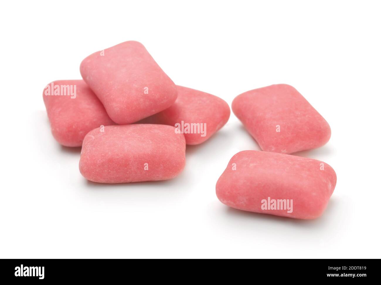 Group of red cubes of chewing gum isolated on white Stock Photo - Alamy