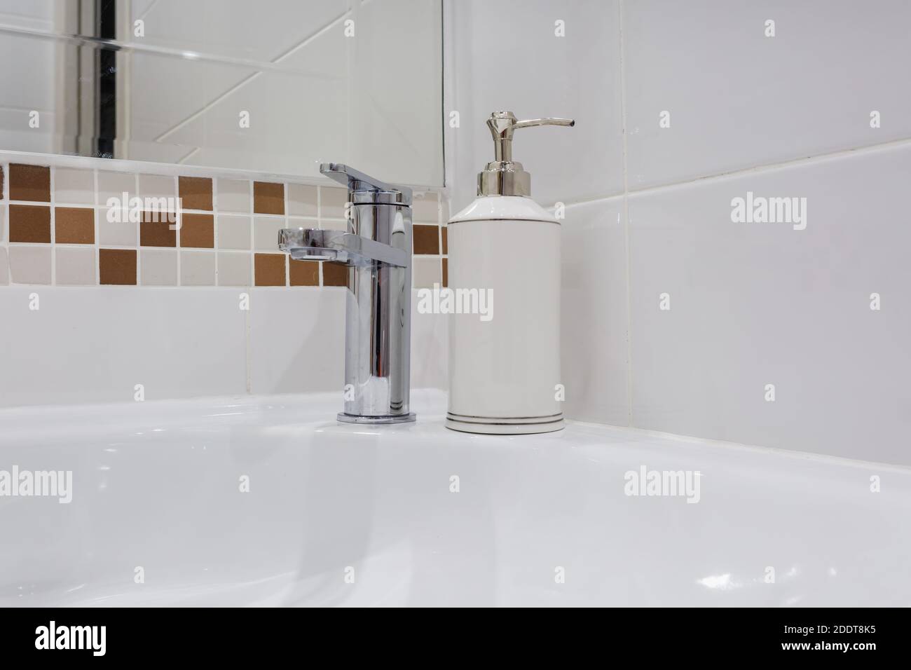 Ceramic Water tap sink with faucet with black soap and shampoo ...