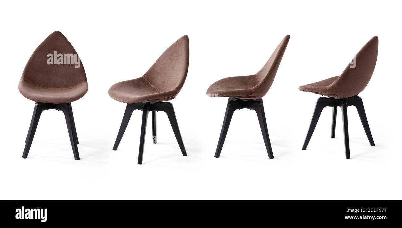 Single chair at different angles on a white background Stock Photo - Alamy