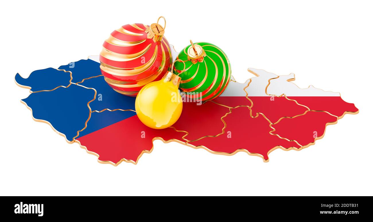 Czech Republic map with colored Christmas balls. New Year and Christmas ...
