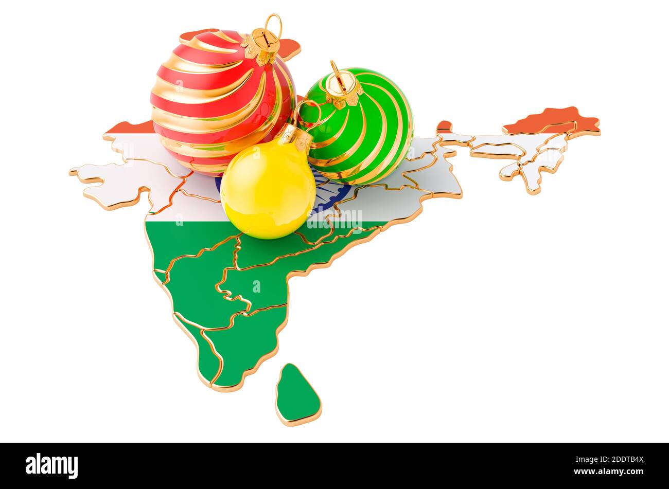 Indian map with colored Christmas balls. New Year and Christmas ...