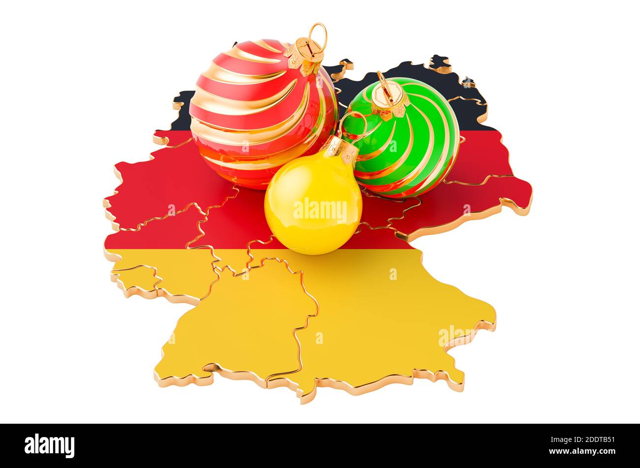 German map with colored Christmas balls. New Year and Christmas ...
