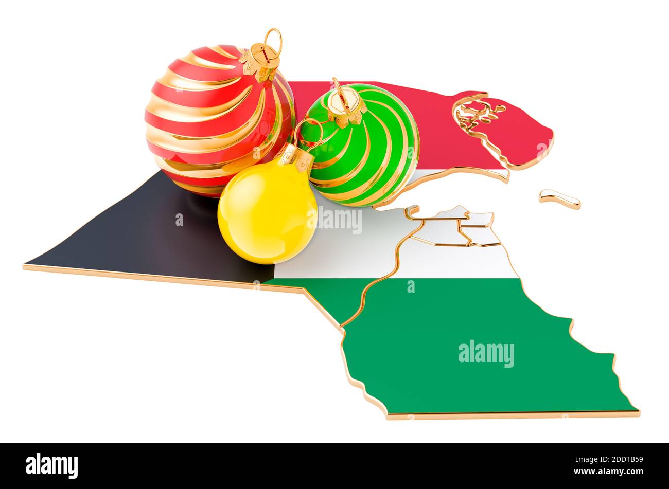 Kuwait map with colored Christmas balls. New Year and Christmas ...