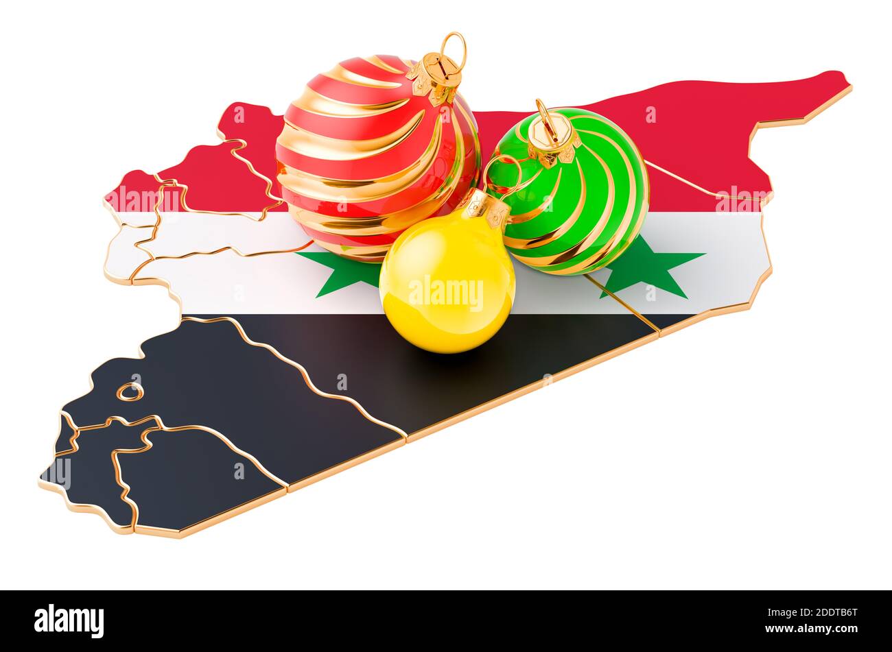 Syrian map with colored Christmas balls. New Year and Christmas ...