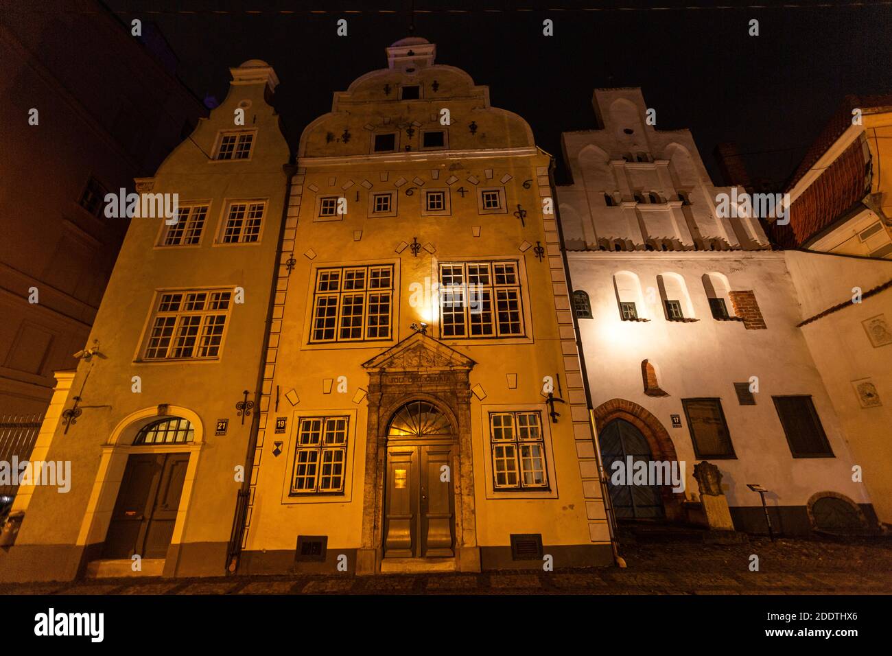 Three Brothers building complex at night , Riga, Latvia Stock Photo - Alamy