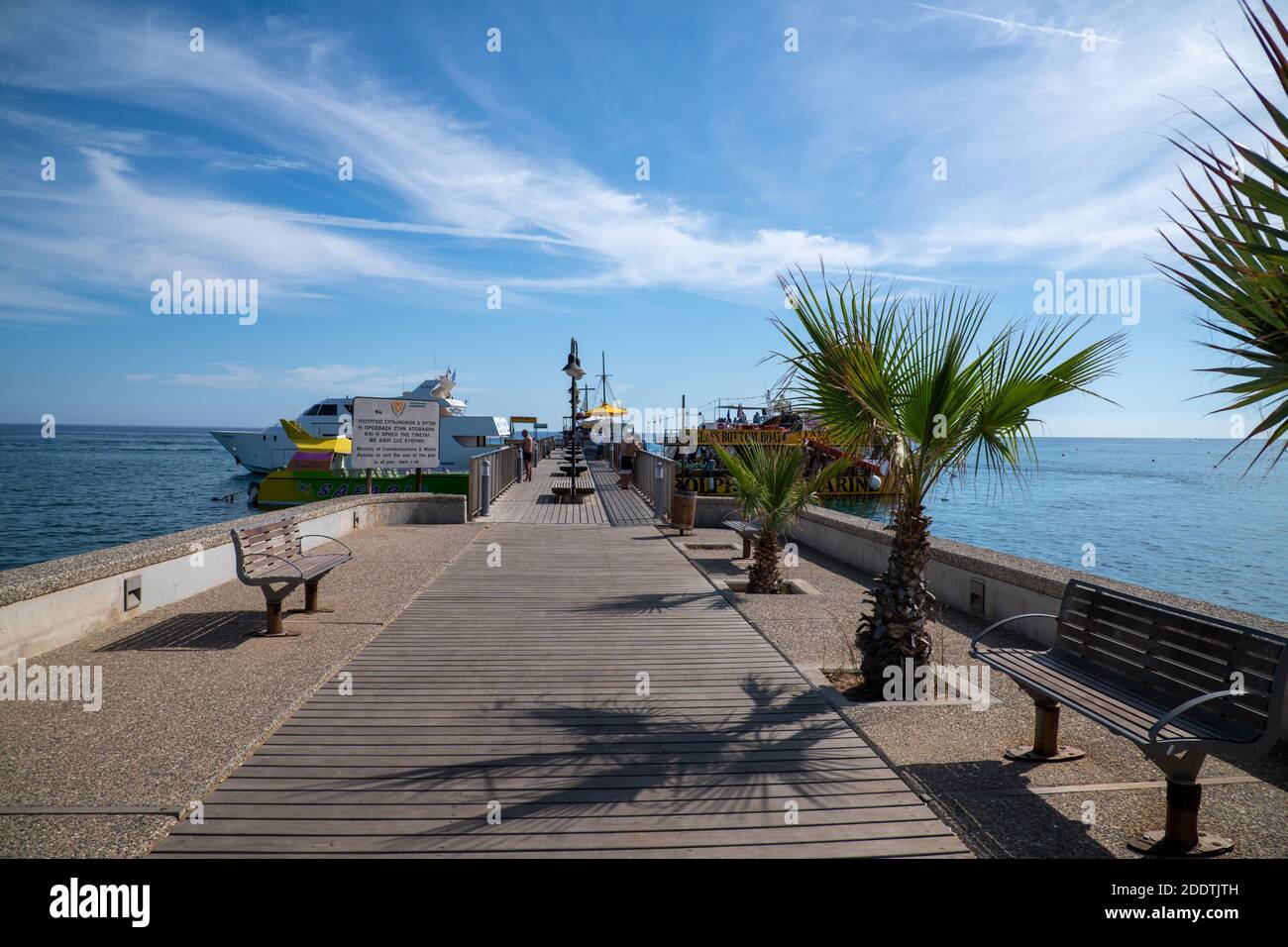 Protaras, Cyprus - Oct 10. 2019. The Tourist embankment in the city ...