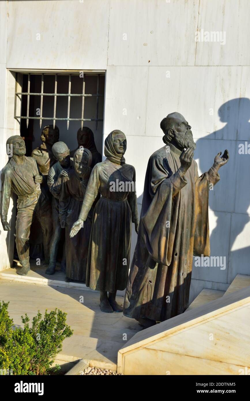 Figures on The Liberty Monument on Podocatoro Bastion with bronze ...