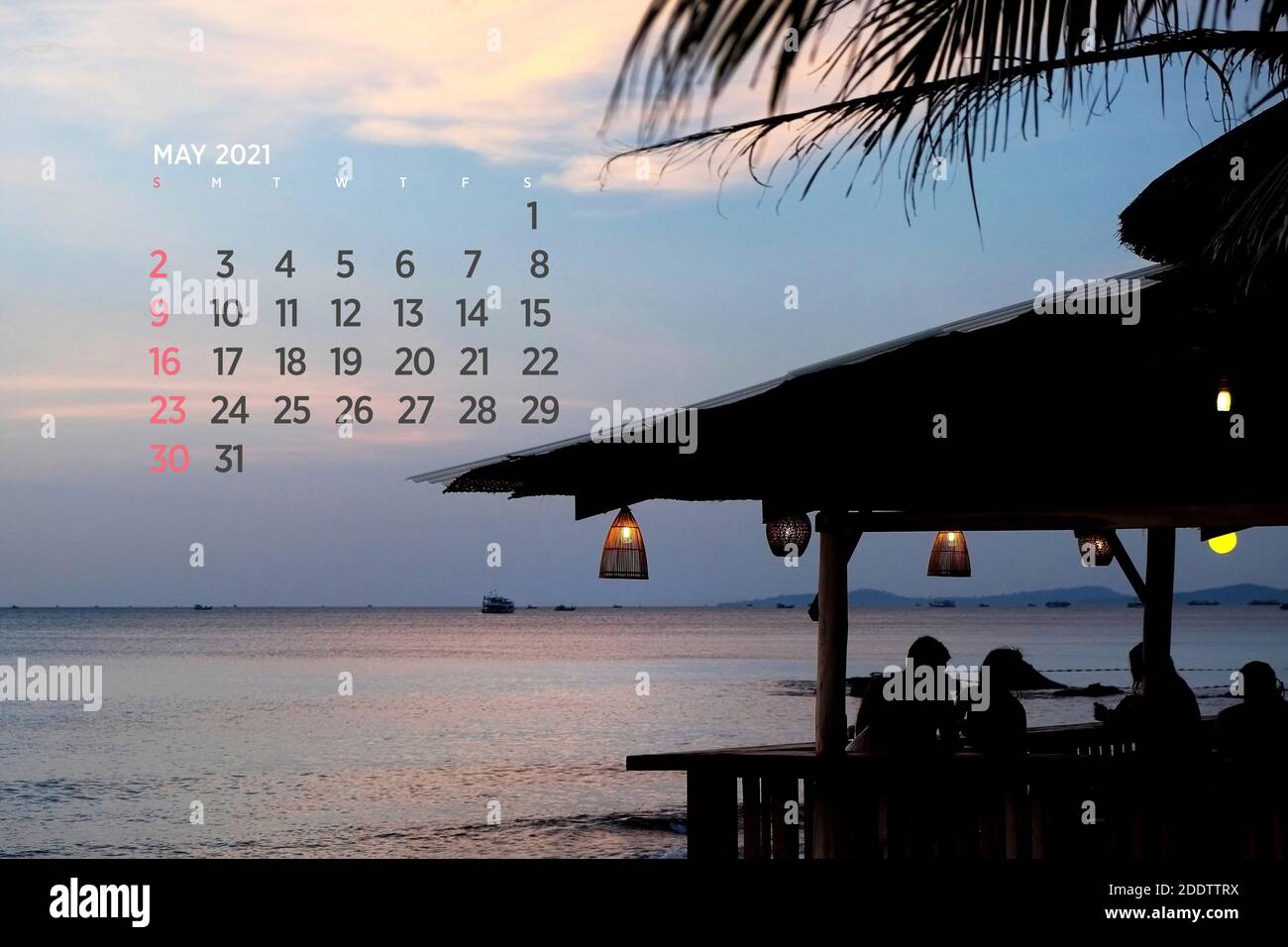 Calendar May 2021. Sea, ocean, beach, tropical, nature theme. A2. 60 x ...