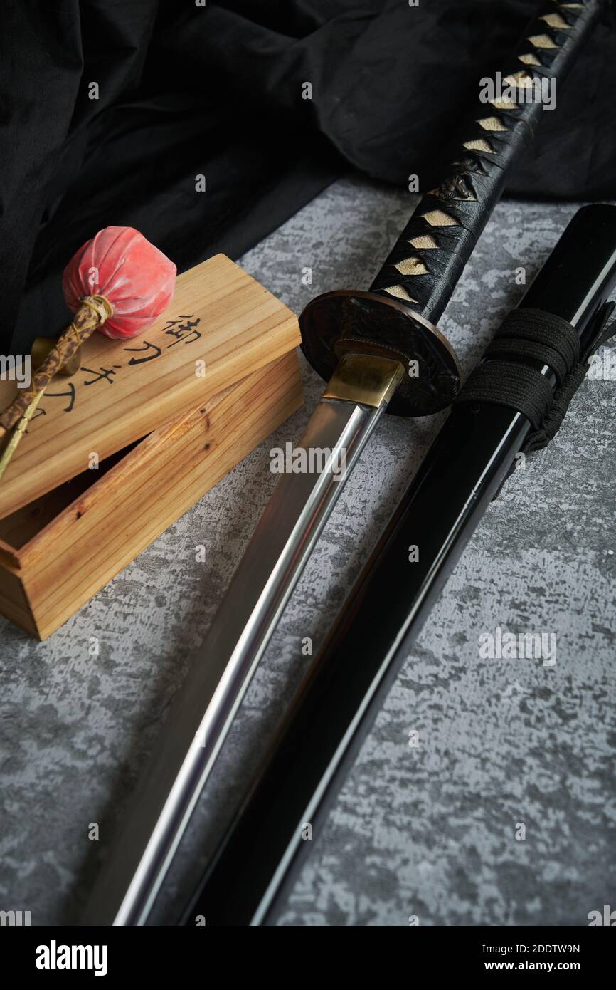 close-up of the Japanese battle sword katana Stock Photo - Alamy