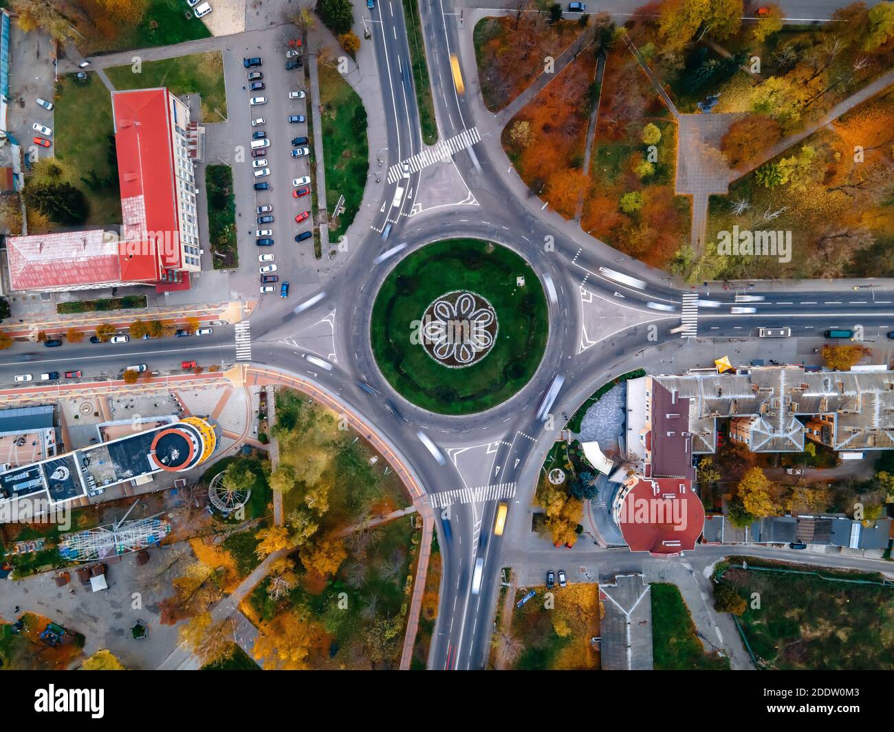 Aerial view roundabout autumn colorful hi-res stock photography and ...
