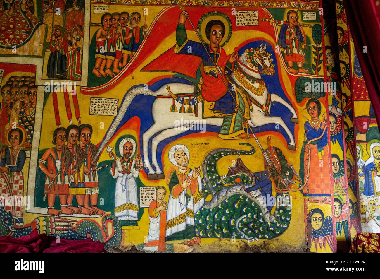Artwork and murals inside traditional Ethiopian orthodox church in ...