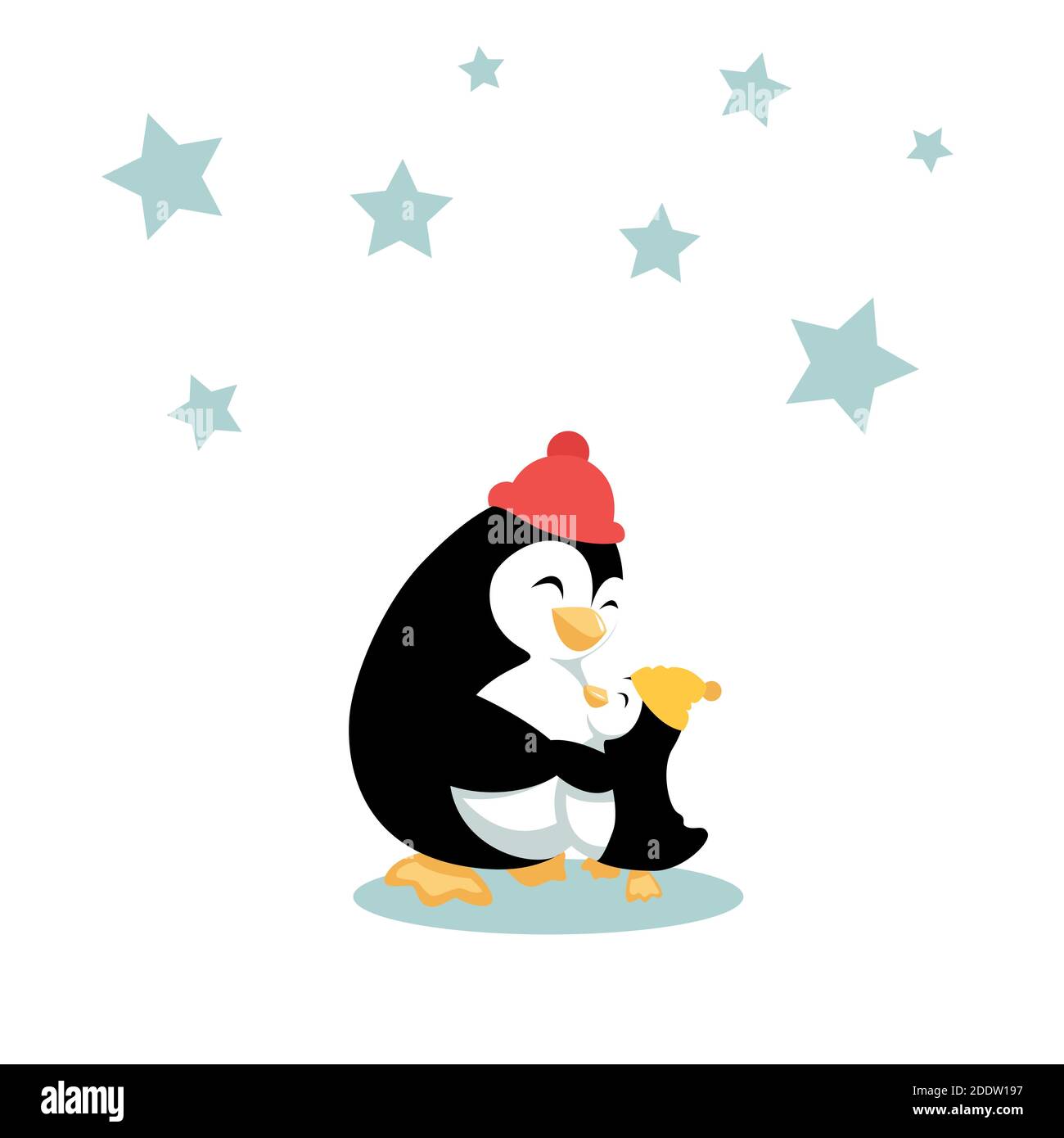 Cartoon Mother Penguin Hugs Her Little Baby Stock Vector Image & Art ...