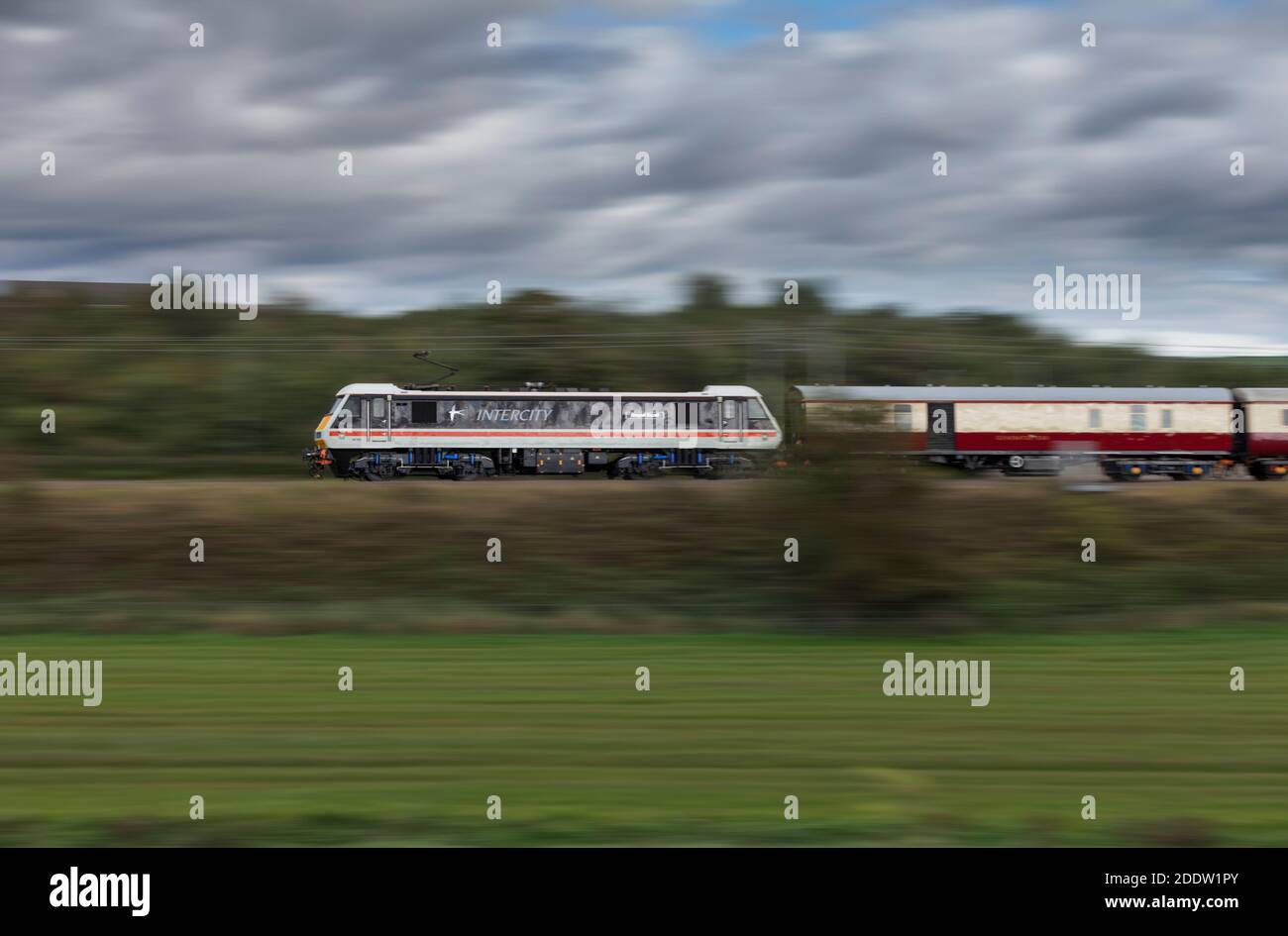 Intercity livery class 90 electric locomotive 90001 hauling a private ...
