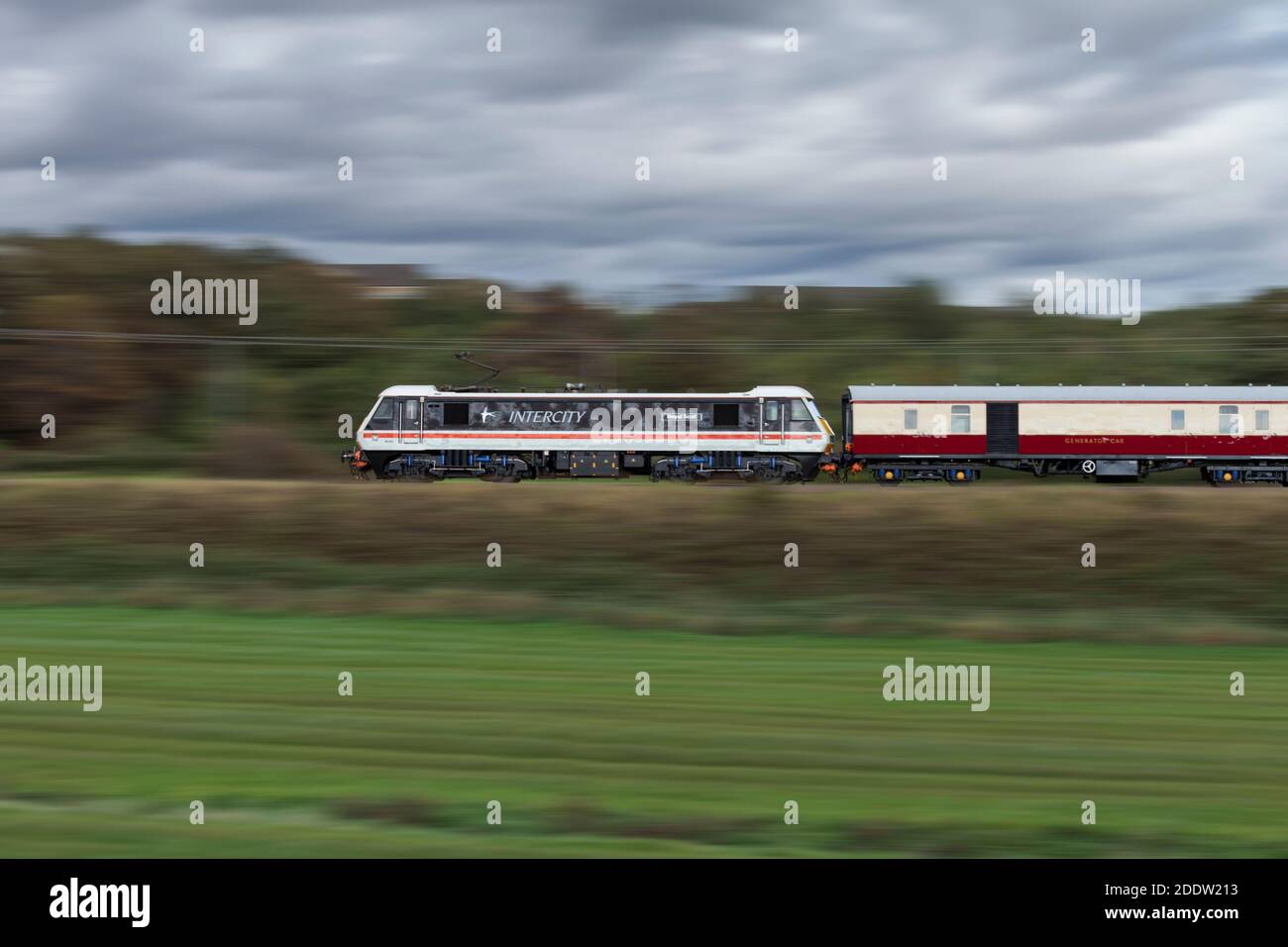Intercity livery class 90 electric locomotive 90001 hauling a private ...