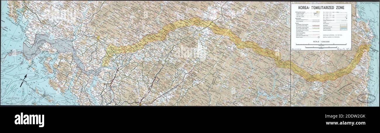Korea demilitarized zone map - 1969 Stock Photo - Alamy