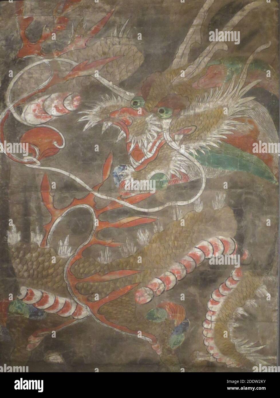 Korean ink and color painting of dragon, 18th century, Chosôn dynasty ...