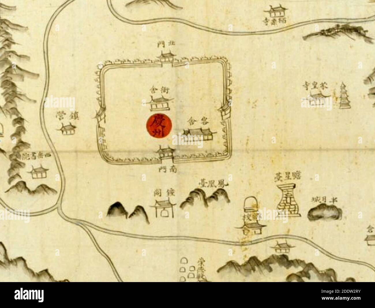 Korean map-Joseon Dynasty-Gyeongju dohoe-Jwatongjido-01 Stock Photo - Alamy