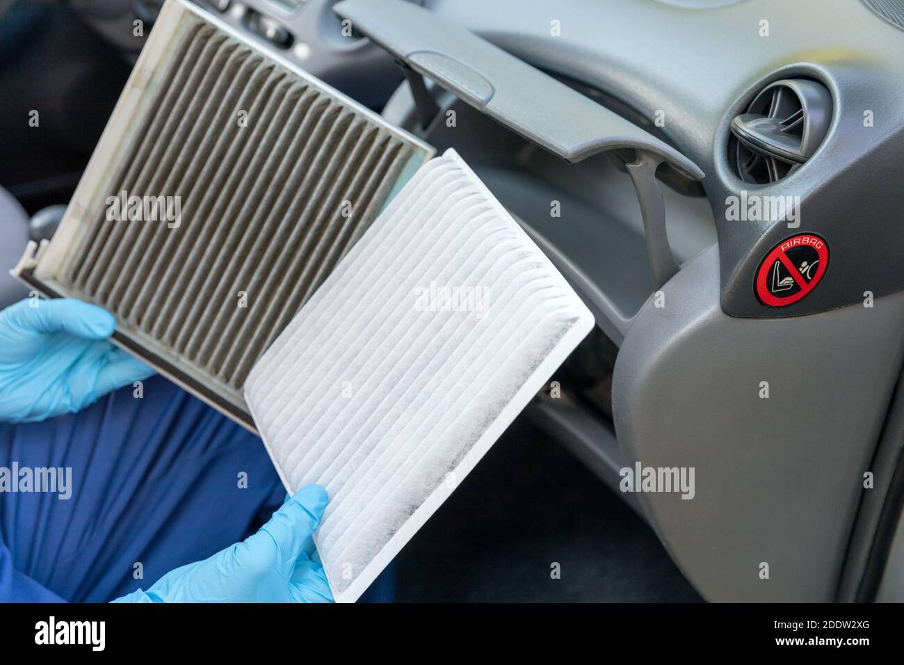 New and old cabin pollen air filter for a car Stock Photo - Alamy