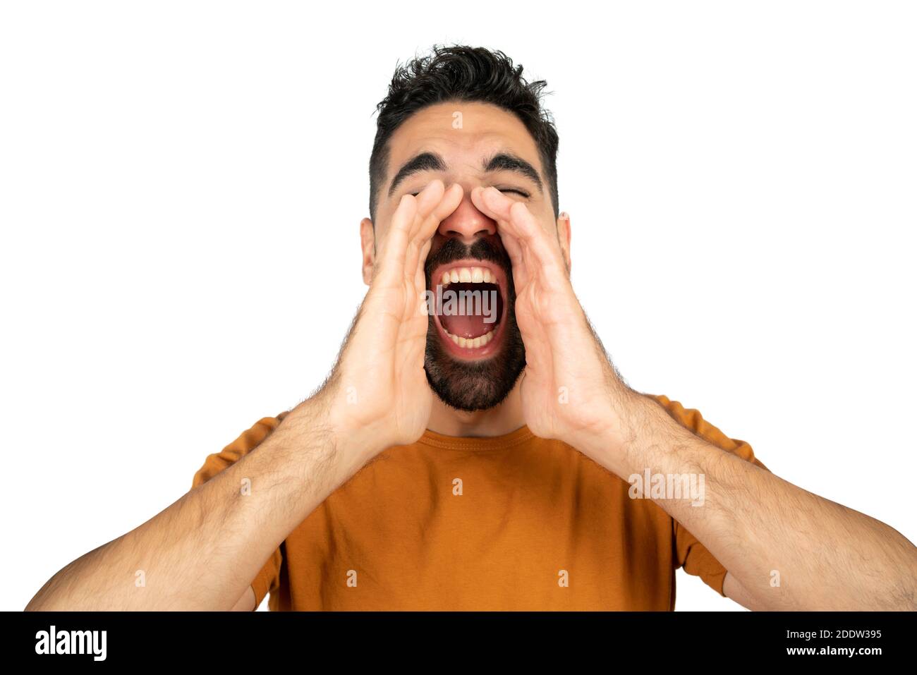 Young man shouting and screaming Stock Photo - Alamy