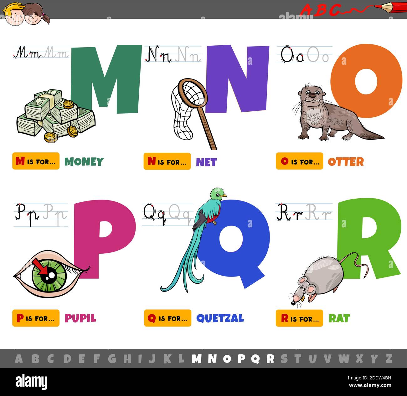 Cartoon illustration of capital letters from alphabet educational set ...