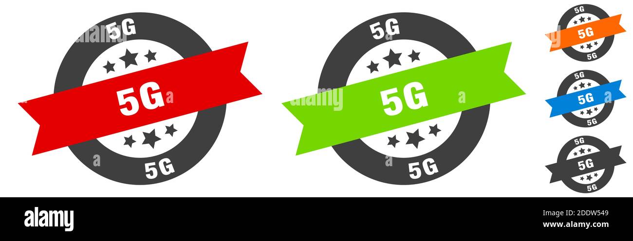 5g stamp. 5g round ribbon sticker. label Stock Vector Image & Art - Alamy