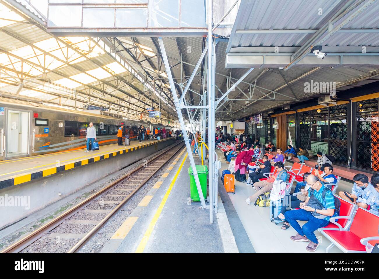 Train station at the Yogyakarta railway station in Indonesia Stock ...