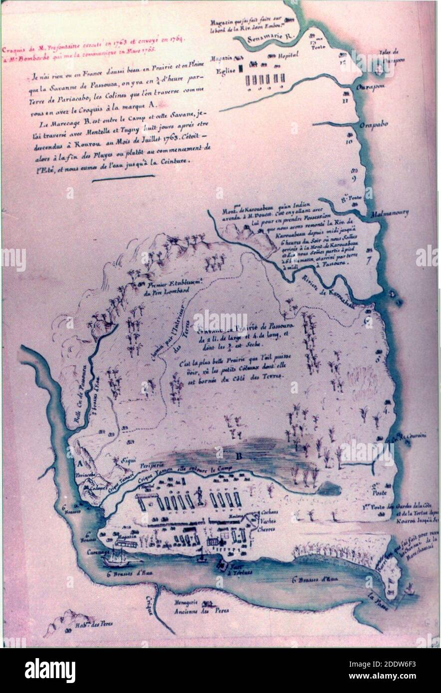 Kourou carte map préfontaine 1763 Stock Photo - Alamy