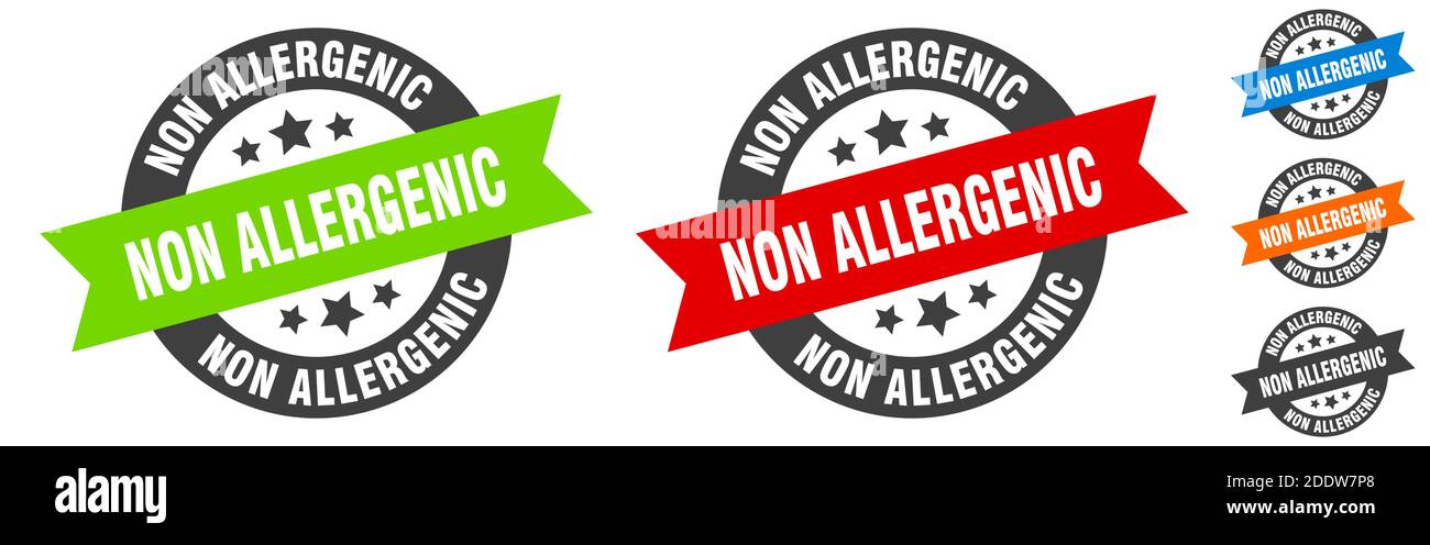 non allergenic stamp. non allergenic round ribbon sticker. label Stock ...