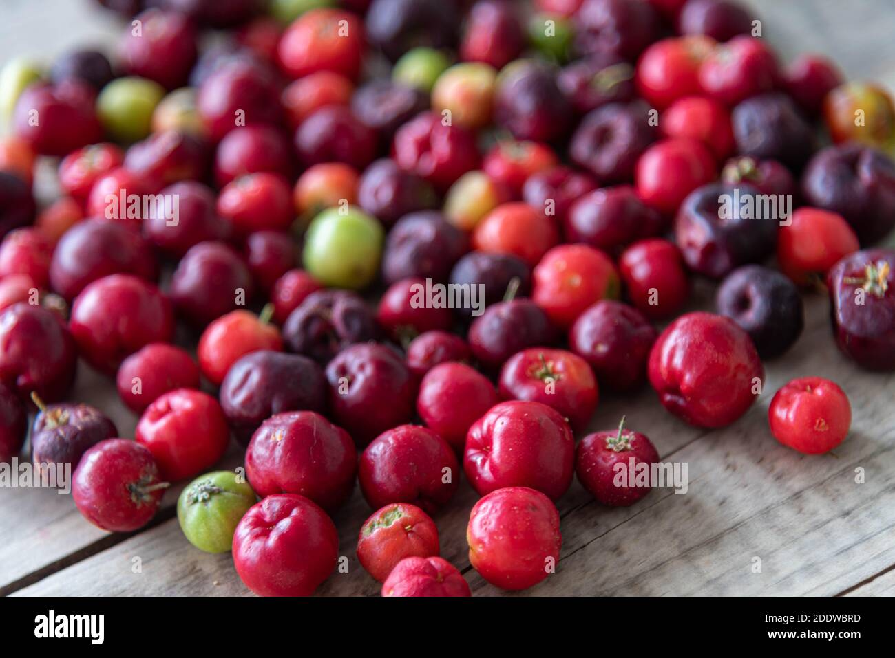 Acerola fruits (Malpighia emarginata). Small fruit with fleshy flesh ...