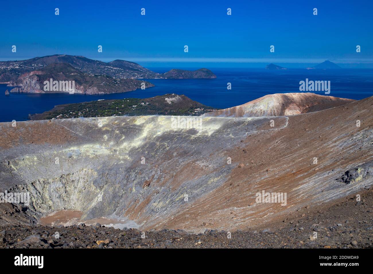 Aeolian Islands, Volcano (Vulcano Island), lava rocks, craterand sulfur ...