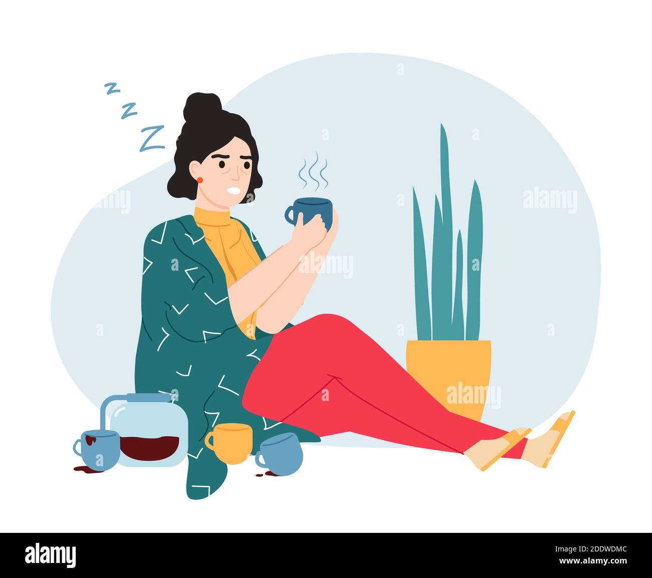 Cartoon tired woman hi-res stock photography and images - Alamy