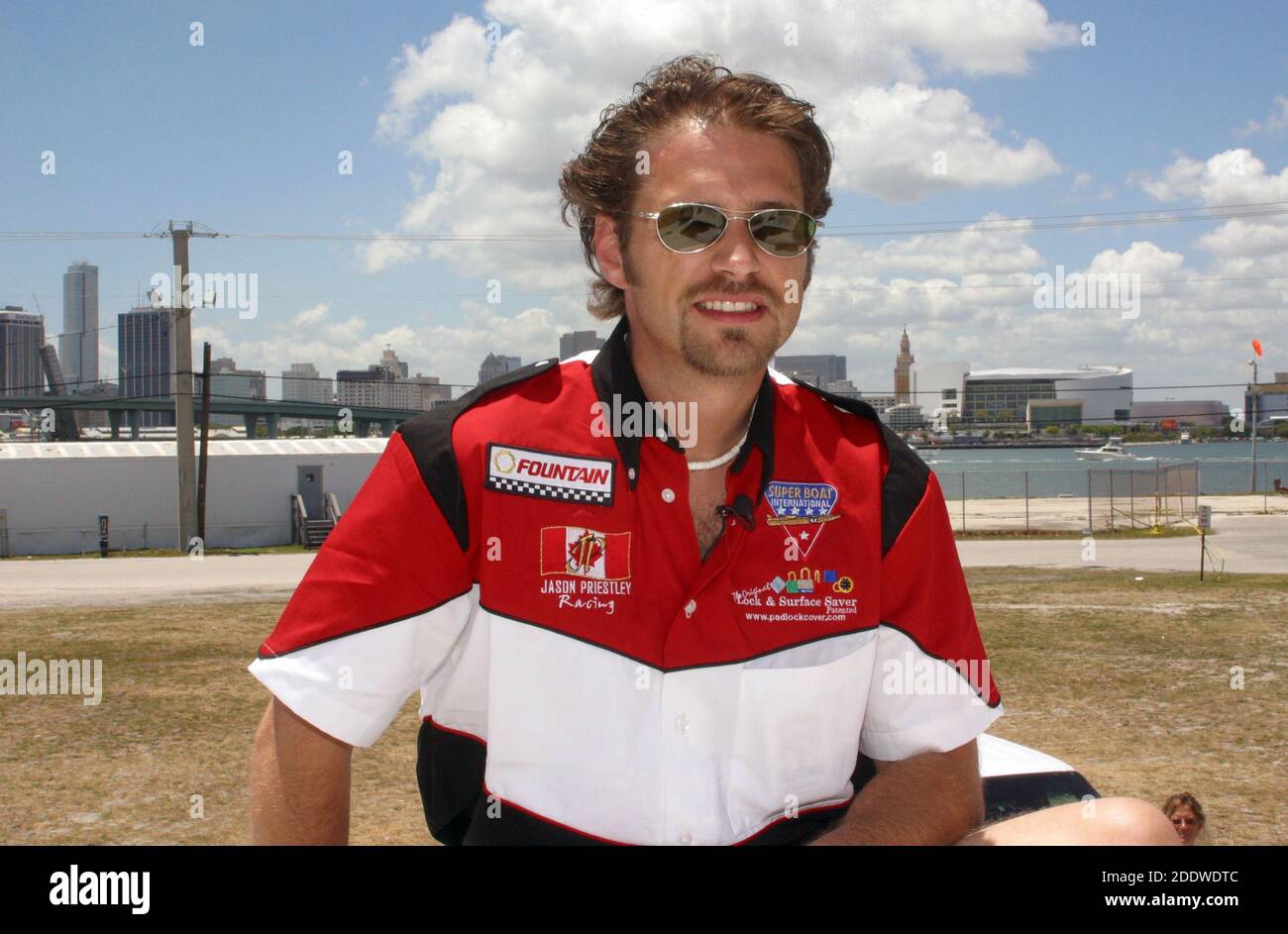 Miami Beach, FL 4-20-2002 Jason Priestley on Watson Island prior to ...