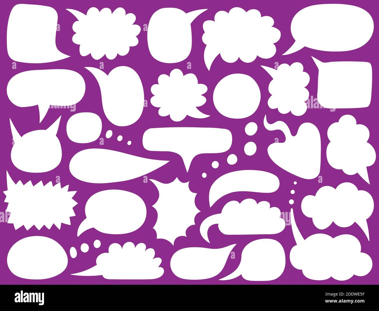 Speech bubbles. Blank empty message balloons, doodle chat clouds, hand ...