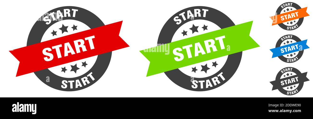 start stamp. start round ribbon sticker. label Stock Vector Image & Art ...