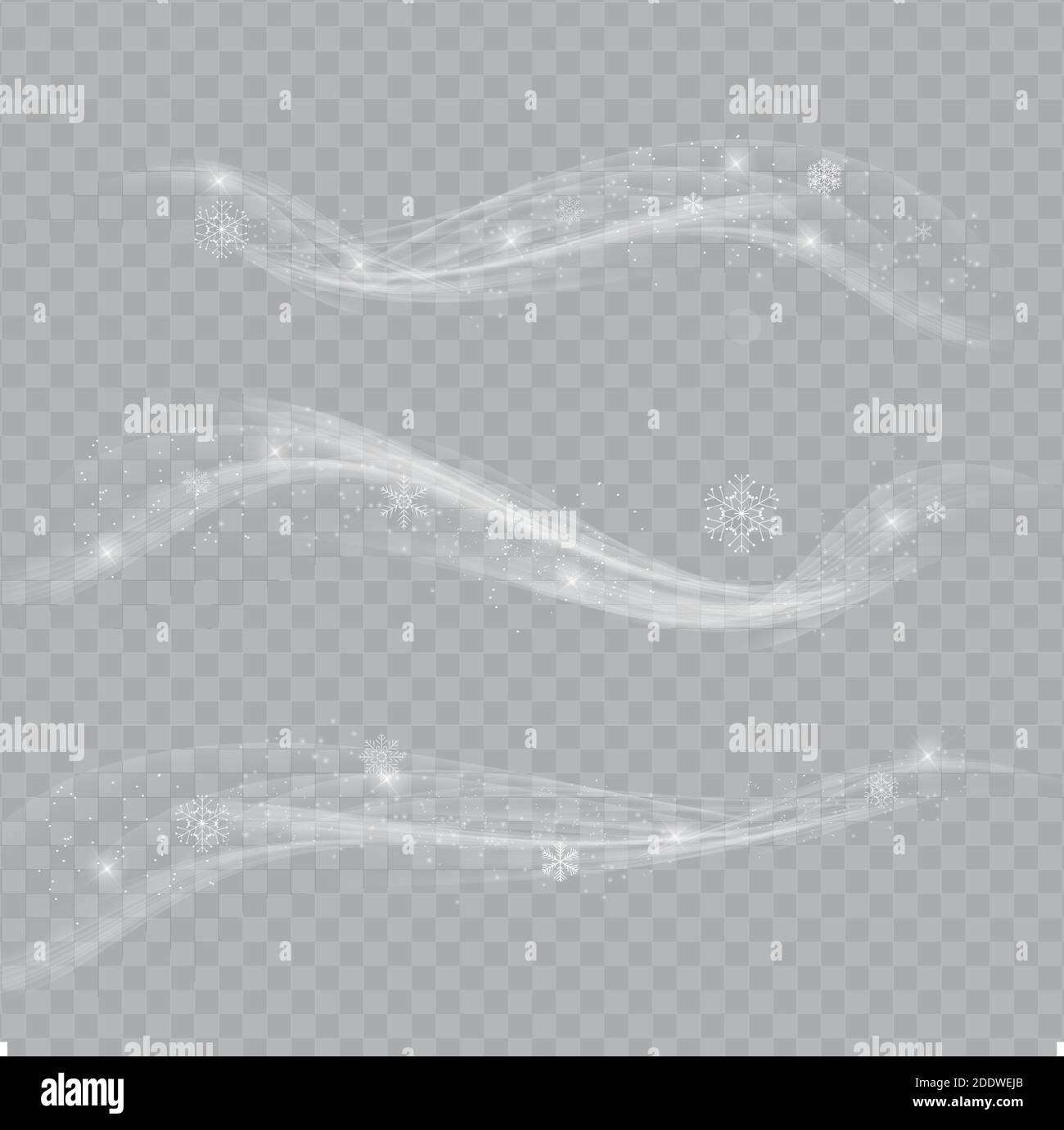 White winter decorative element. Snow and wind on a transparent ...