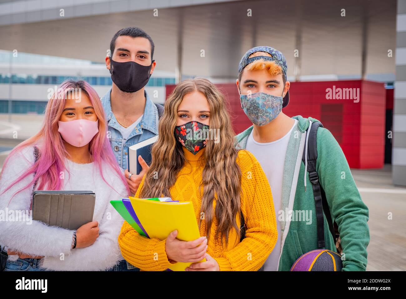 Education, healthcare and pandemic concept - Group of universitary ...