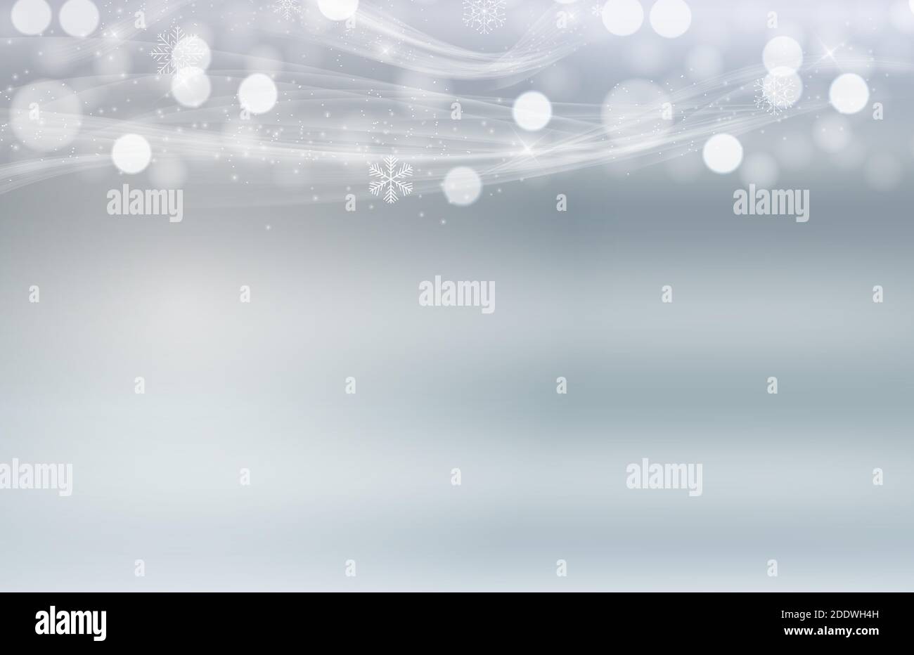 Winter decorative background template with snow, snowflakes and wind ...
