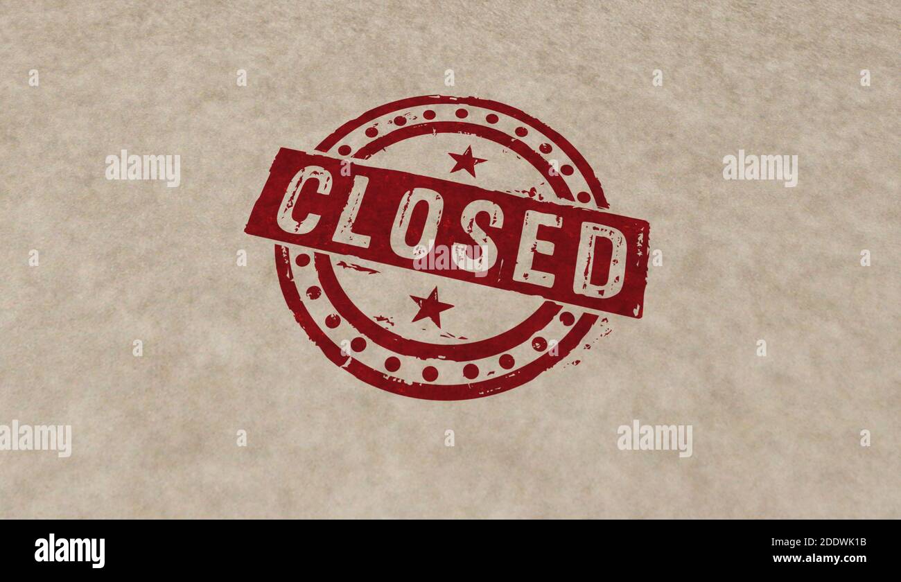 Closed stamp icons in few color versions. Bankruptcy and business close ...