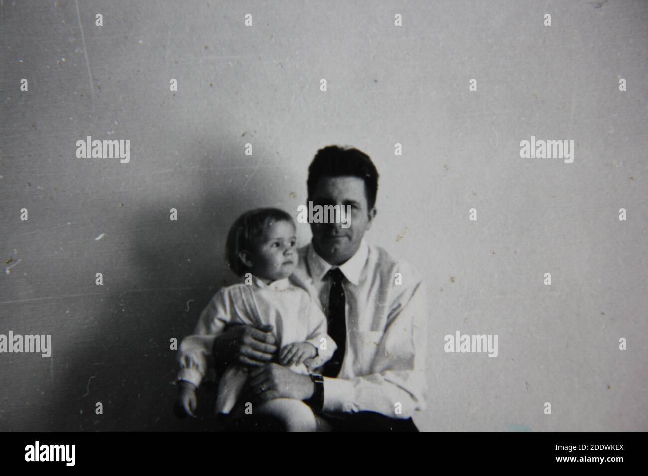 Fine 1970s vintage black and white photography of a father spending ...